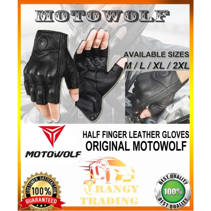 MOTOWOLF Motorcycle Half Finger Leather Gloves - Original | Lazada PH