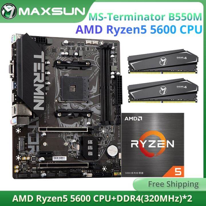 MAXSUN Gaming Motherboard Set Terminator B550M CPU AMD Ryzen 5 5600 6 ...