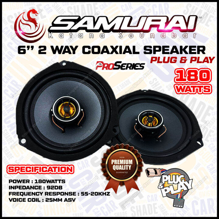 🔊 SAMURAI KATANA SOUNDBAR PRO SERIES 6 Inch 2 Way Plug & Play Front Rear OEM Speaker Car Audio ...