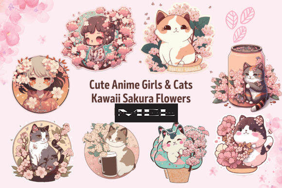 Anime & Sakura Cherry Blossom Stickers Aesthetic Stickers Tumbler ...