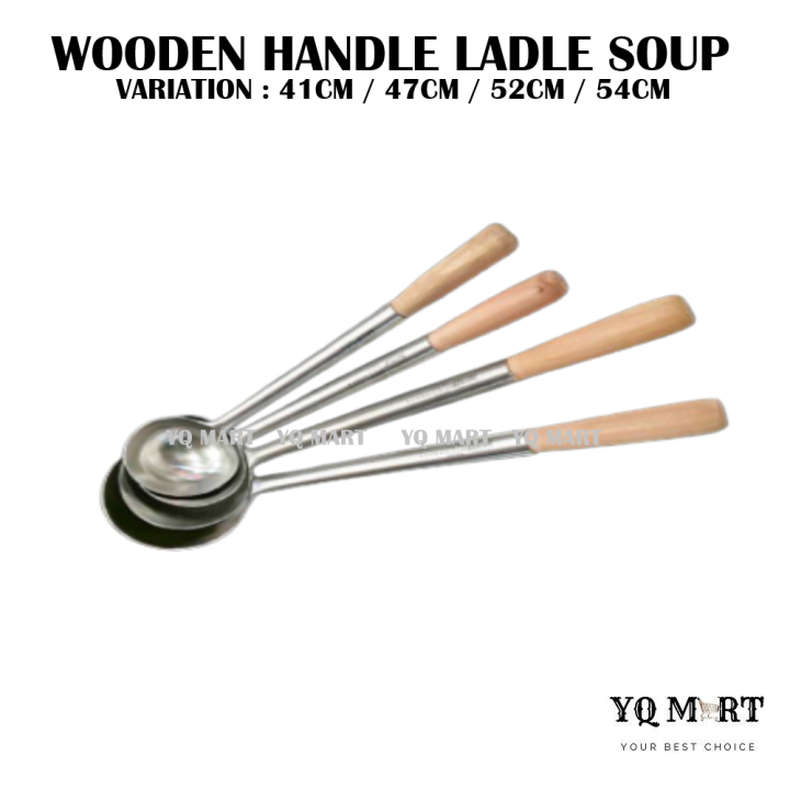 Wooden Handle Stainless Steel Ladle Soup Senduk Soup Lazada