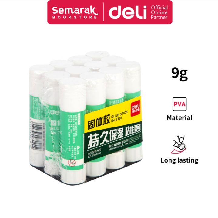 Deli 7101 Glue Stick Lem Stik Tanpa Racun 9 Gram [1 Lusin / 12 Pcs ...