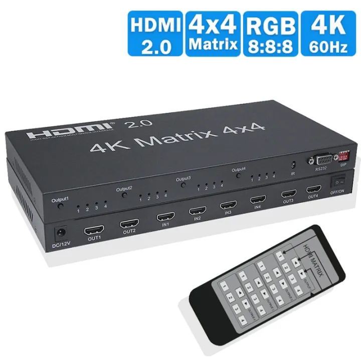 4K 60hz Ture HDMI Matrix 4 IN 4 OUT HDMI2.0 Matrix Switch 4x4 6x2 4x2 2x4 HDMI Splitter Switcher ...