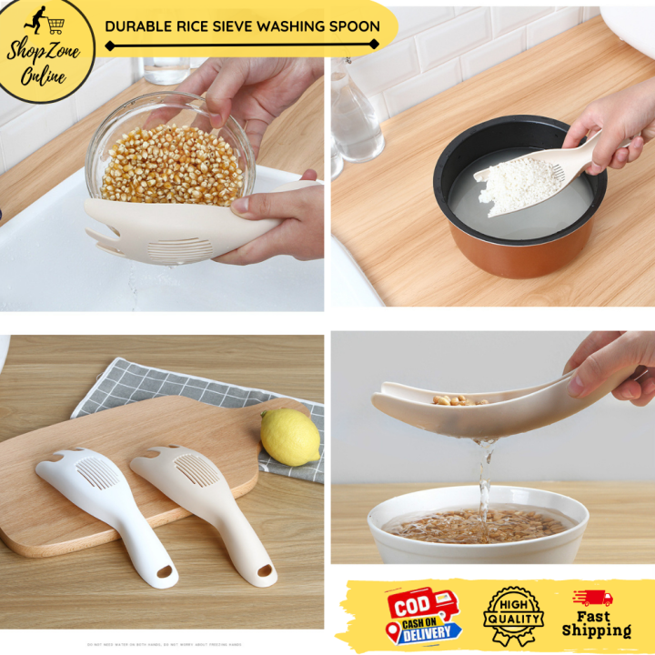 Durable Rice Sieve Washing Spoon Multi-Purpose Durable Plastic Washing ...