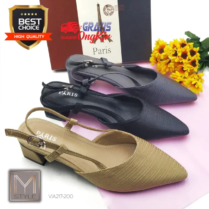 Sandal Heels Wanita Import Elegan VIA217-200 Warna [Black, Grey, Gold ...