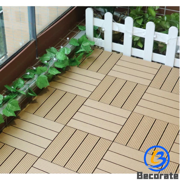 BECORATE 1pc Outdoor Deck Tiles DIY Wood Plastic Composite WPC for ...