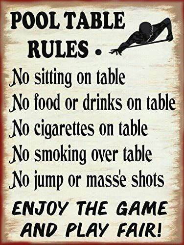 Pool Table Rules Billards Canvas Liquor Bar Pool Man Cave Metal Sign ...