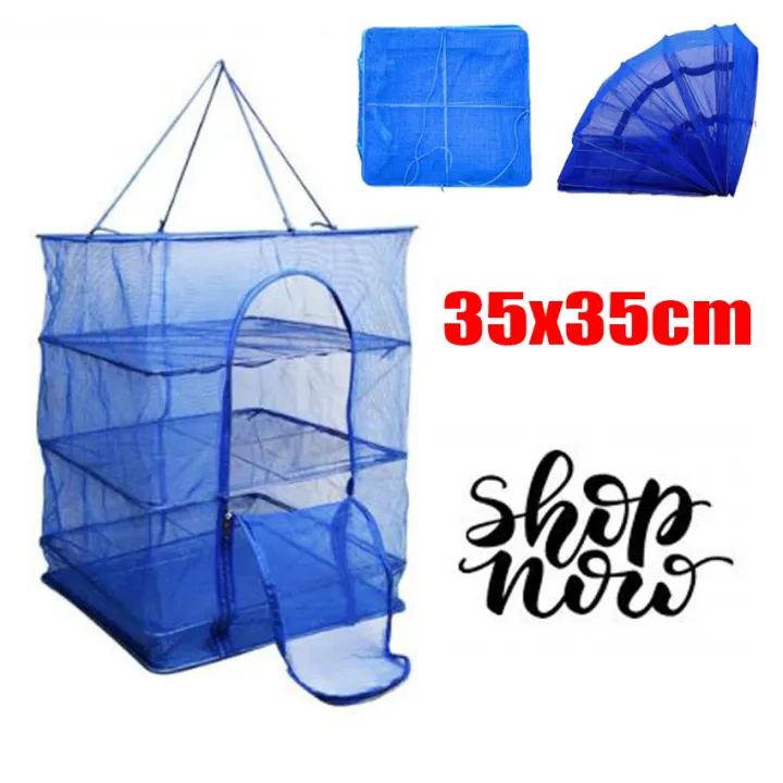 NET001- Three-layer Foldable Drying Rack for Vegetable Fish Dishes Mesh ...