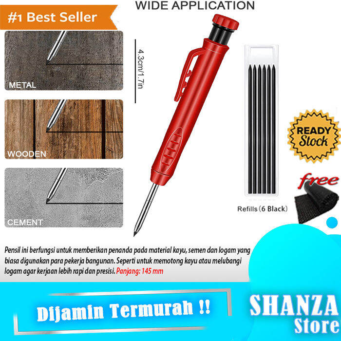 BISA COD - Pensil Refill Solid Carpenter Marking Pencil with Refill ...