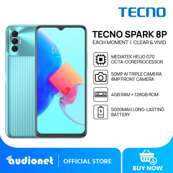 Tecno Spark 8P 4GB RAM+128GB ROM | MediaTek Helio G70 | 50MP AI Triple Rear Camera | Android 11 ...