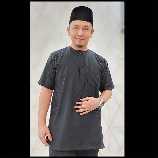 Kurta Hitam lengan pendek. Material kain cotton. Selesa dipakai. Sesuai ...