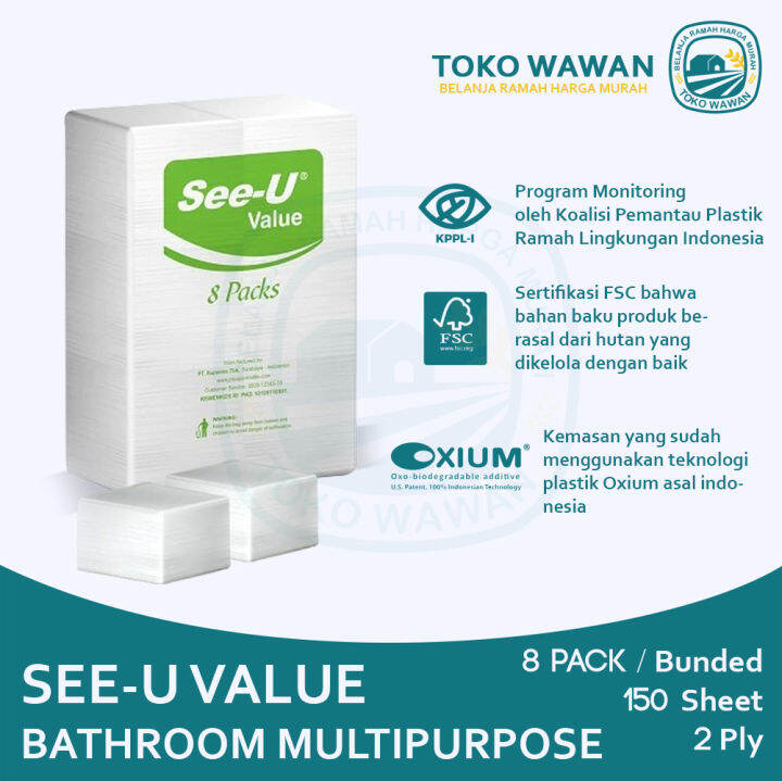 Tissue SEE-U Value Pack Multipurpose Pop Up 8 Pack in 1 (8in1) Tisu SEE ...