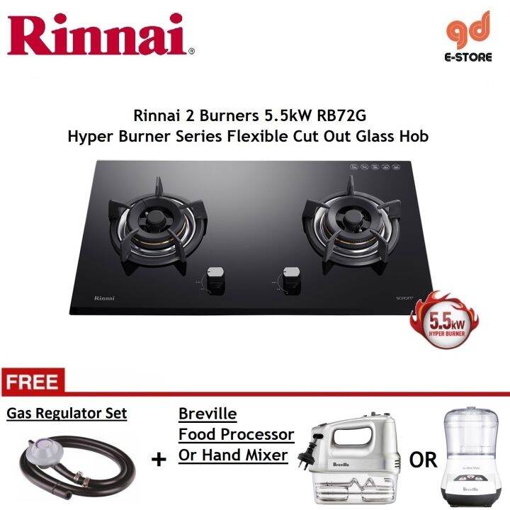 Rinnai RB-72G 2-Hyper Burner 5.5kw Gas Hob Flexible Cut Out RB72G | Lazada