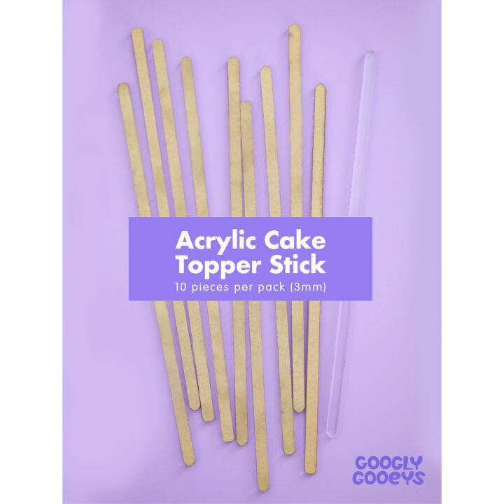Clear Acrylic Cake Topper Stick 6" / 8" inch DIY Party Materials ...