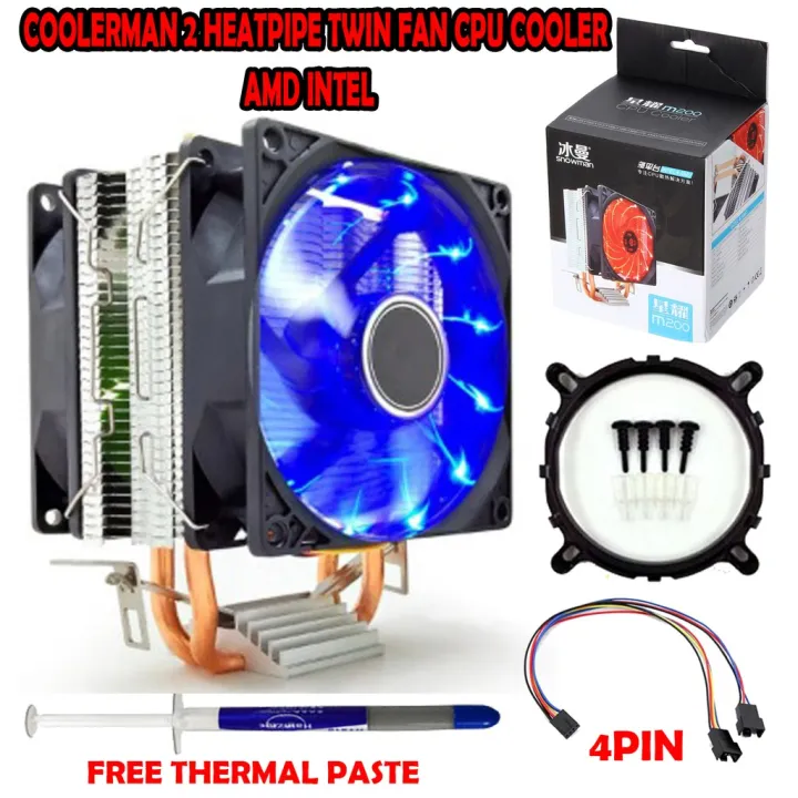 Coolerman 2heatpipe Twin fan CPU Cooler Amd Intel durable | Lazada PH
