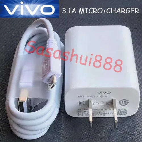 Vivo Charger Original Fast Charger 3.1A Micro Usb Adapter Set For Android Charger V8 Data Line ...