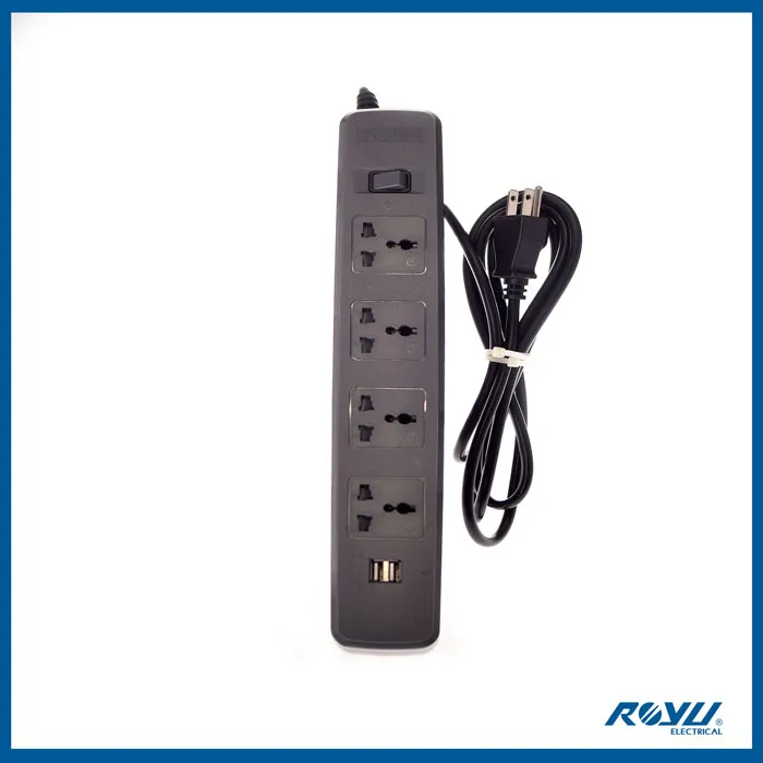 Royu 4 Gang Power Extension Cord with One Main Switch & 2 USB Ports ...