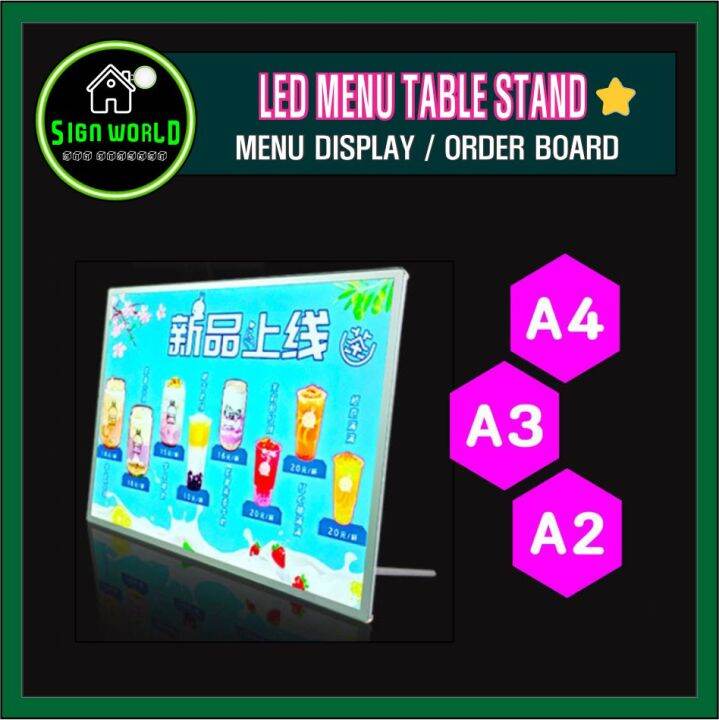 LED Menu Table Stand / Order Board Display Light Table Price List Milk ...