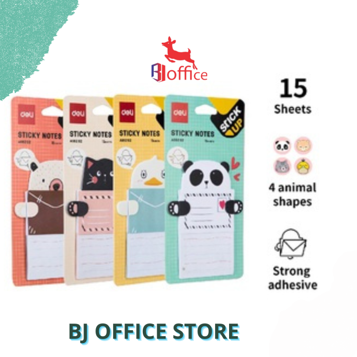 Deli Sticky Notes Berwarna Motif Hewan Lucu 30/40 Lembar / Sticky Note ...