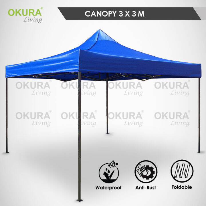 OKURA FULL SET Canopy 10'x10' (3 X 3M) Cover Tent Waterproof Sunshade Awning Outdoor Garden ...