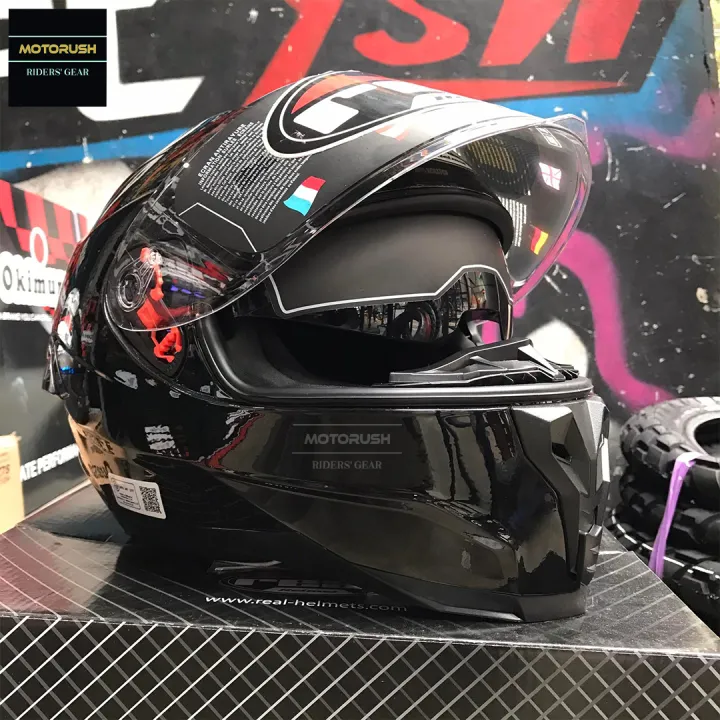 REAL FALCON RAGING BLACK FULL FACE HELMET (SHINY BLACK) WITH FREE GIFT ...