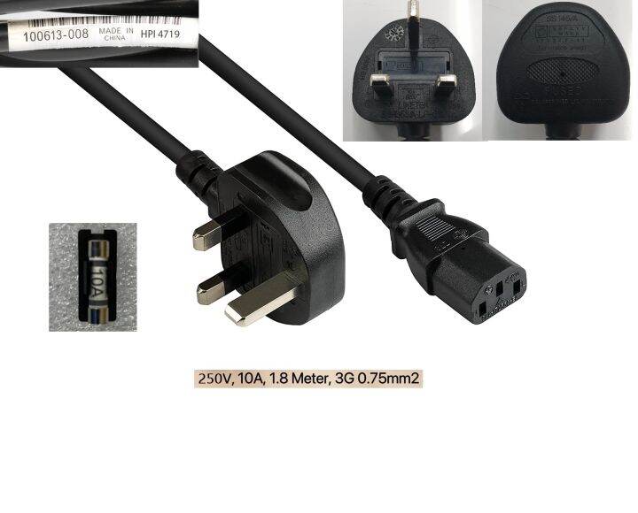 New Genuine HP (Linetek) 3 Pin UK to IEC C13 Desktop PC Power Cord ...
