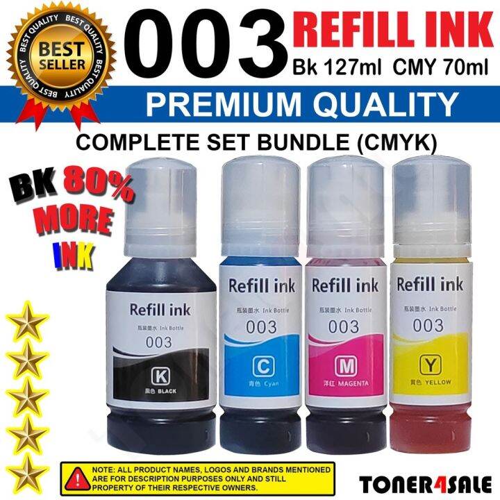 Cartridges and Printing 003 complete set for epson L3110 L3210 L1110 ...