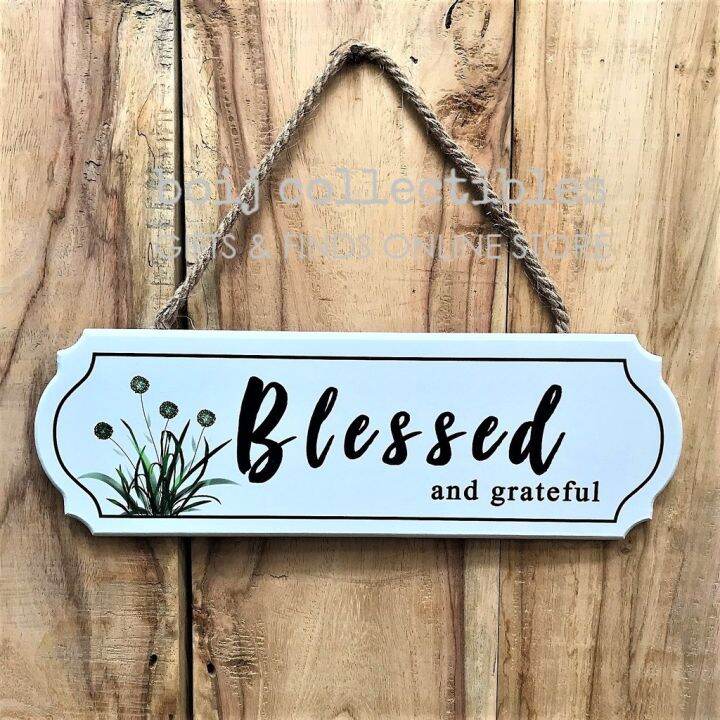 Wooden White Welcome/Blessed/Home Sweet home Hang Signage 4x12 inches ...