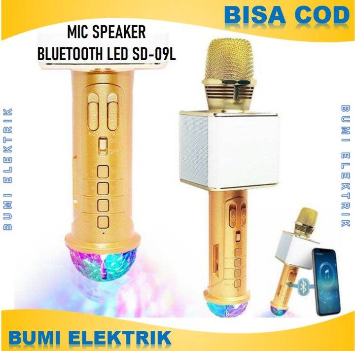 MIC KARAOKE LAMPU SD-09L MIC BLUETOOTH SPEAKER LED MICROPHONE WIRELESS ...