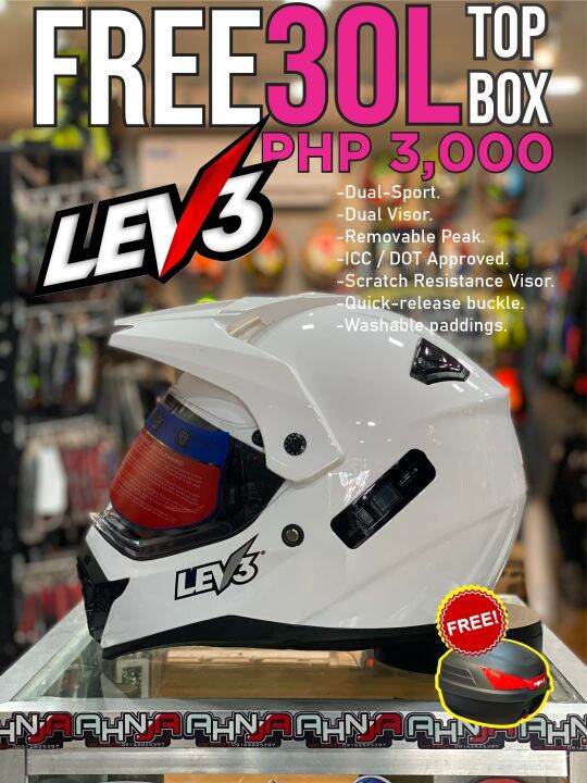 LEV3 BJ8910 MOTARD DUAL SPORT and MOTOCROSS HELMET with FREE 30 LITERS ...
