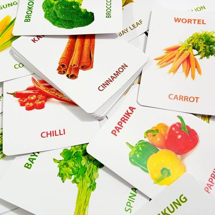 Kartu Edukasi FlashCard 40 kartu Sayur Sayuran Bahasa Inggris dan ...