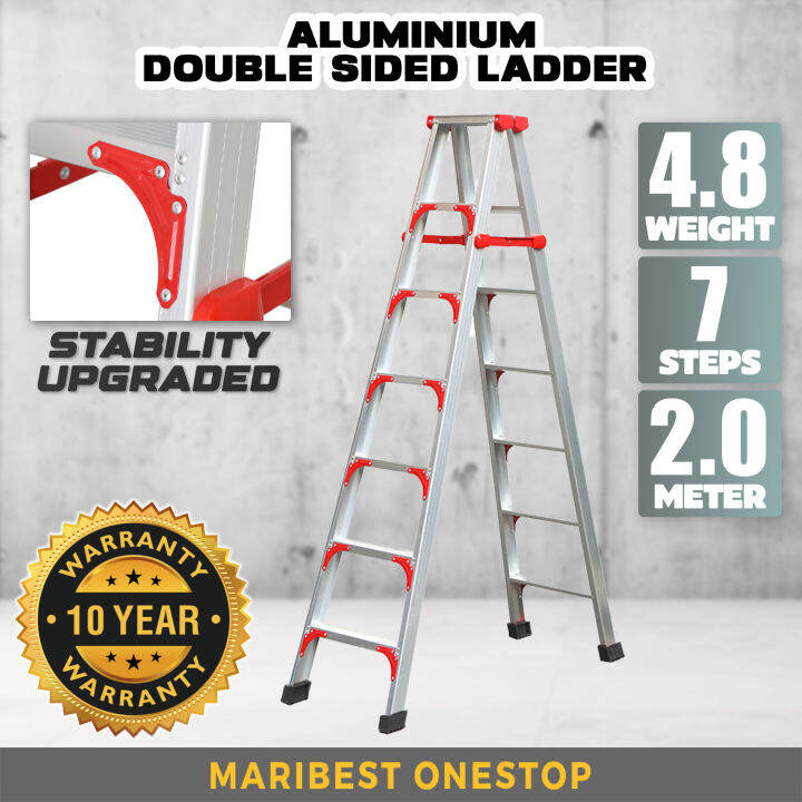 7 Step Ladderman Heavy Duty Aluminium Double Sided Ladder Multi Purpose ...