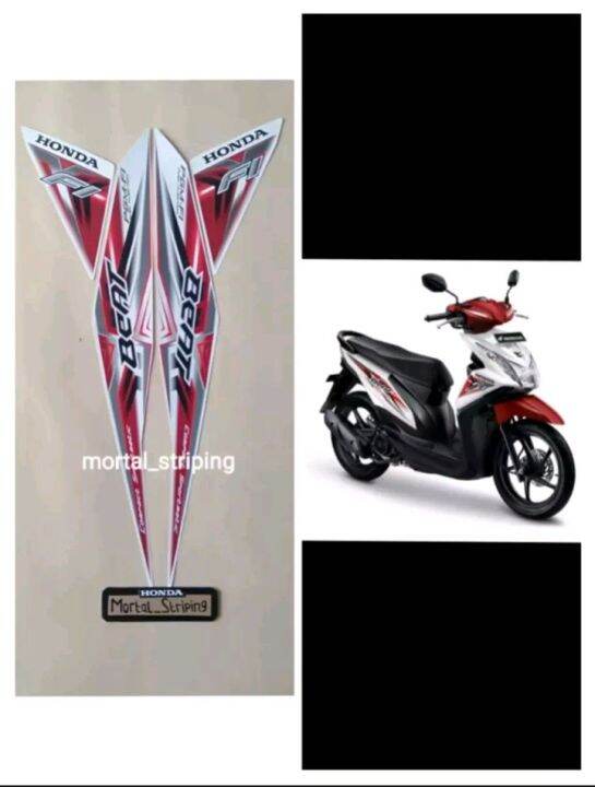 STIKER STRIPING LES LIS BODI MOTOR BEAT FI X TAHUN 2014 2015 PUTIH ...