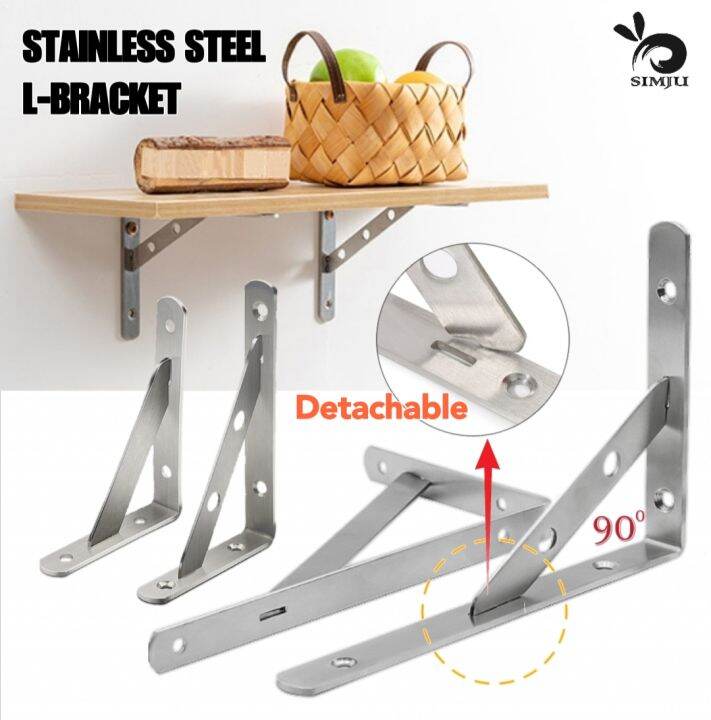 Stainless Steel Shelf L Bracket Angle Bracket Detachable Removeable ...