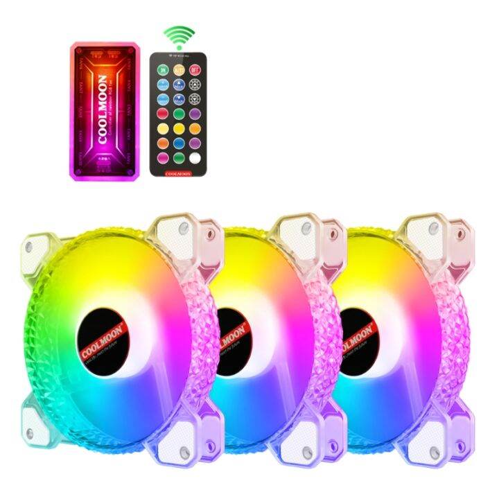 Coolmoon Crystal Diamond RGB Fan 12cm Mute Diamond Aperture Computer ...