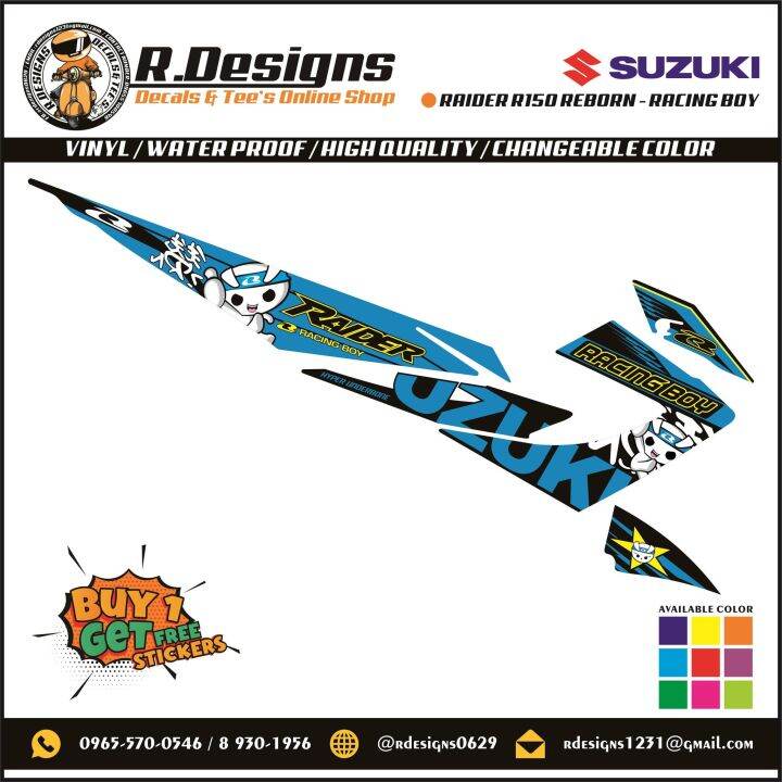 Suzuki Raider R150 Reborn Body Decals / Sticker - Racing Boy Edition ...
