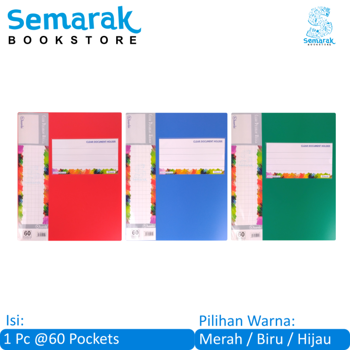 Bambi 4461 Clear Document Holder Map Dokumen Folio 60 Pockets - Red ...