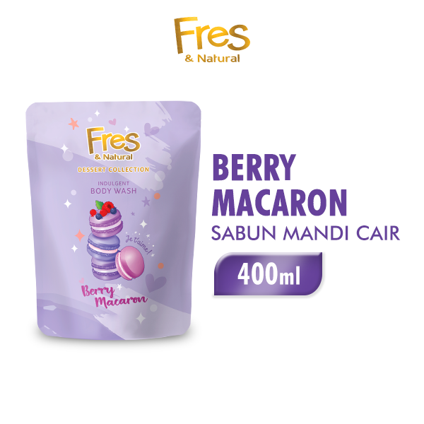Fres & Natural Sabun Mandi Cair Berry Macaron Pouch 400ml | Lazada ...