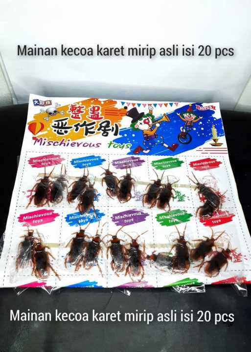 mainan kecoa karet mirip asli isi 20 pcs dan isi 40 pcs dengan harga ...