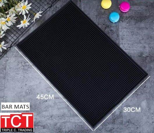 แผ่นยางรองบาร์ แผ่นยางรองแก้ว 30x45 cm. สีดำ ( Bar mat ) | Lazada.co.th