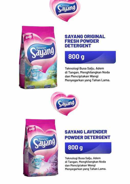 Detergent Bubuk Sayang 800gr Deterjen Original Fresh dan Lavender ...