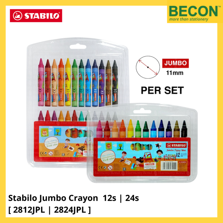 Stabilo Jumbo Crayon 12s | 24s [ 2812JPL | 2824JPL ] | Lazada