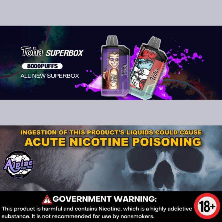 TOHA Super Box 8000 Puffs Rechargeable Disposable Vape Pod 8k Dispo 5 ...