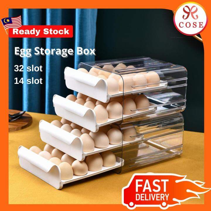 COSE 14/32 Slot Egg Storage Box Egg Container Stackable Egg Tray Holder ...