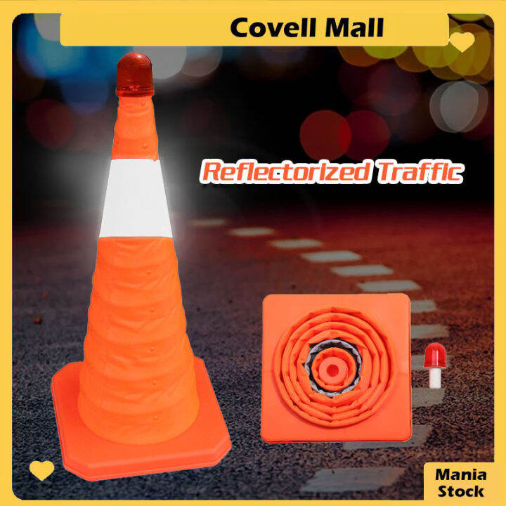 48cm Reflectorized Traffic Cone With LED Foldable Road Traffic Safety ...