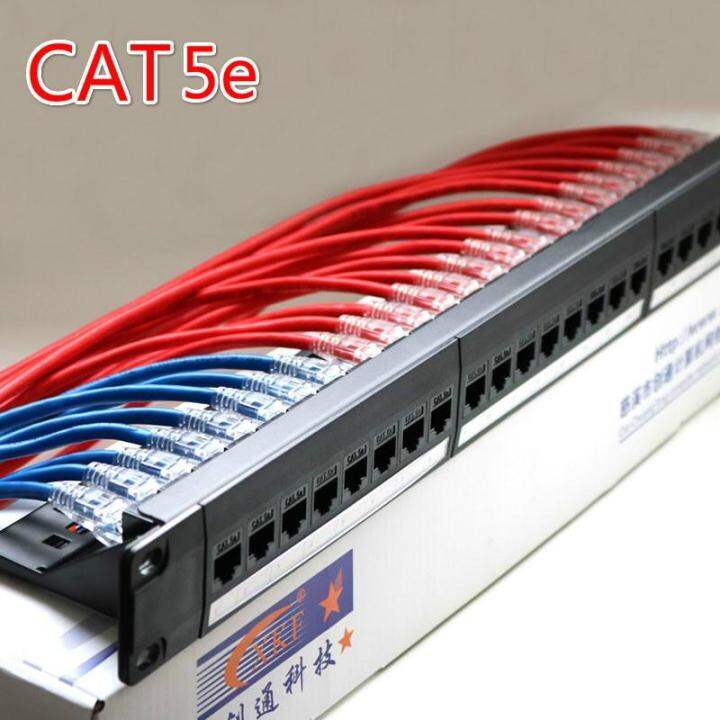 19 inch 1U Cabinet Rack Pass-through 24 Port CAT6 Patch Panel RJ45 ...