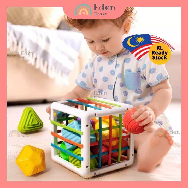 6 in 1 Baby Shape Sorting Toy Shape Sorting Soft Cube Baby Montessori ...