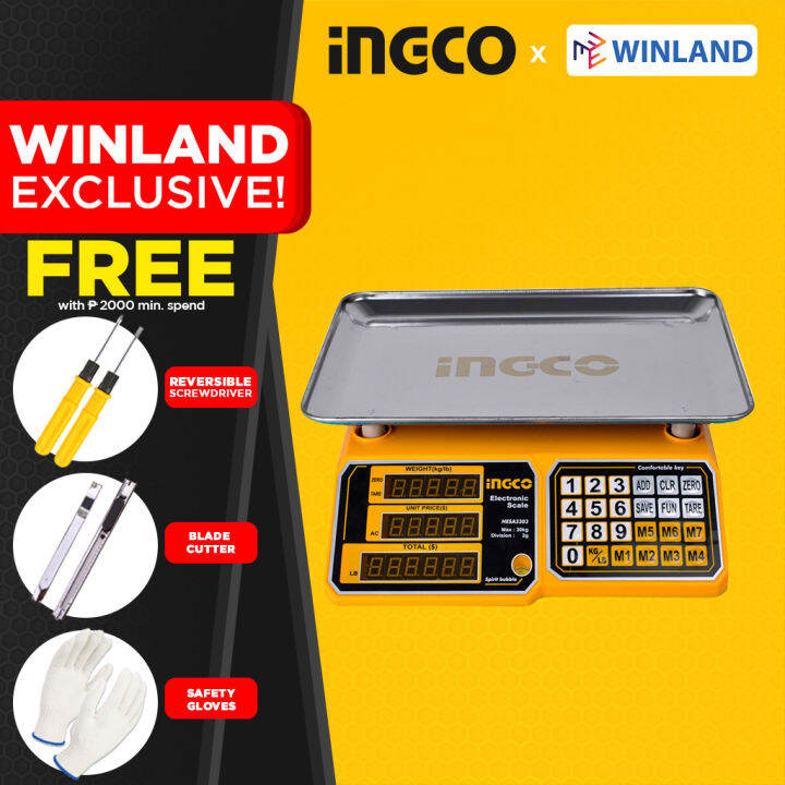 INGCO by Winland RECHARGEABLE Electronic Digital Weighing Kitchen Weigh ...