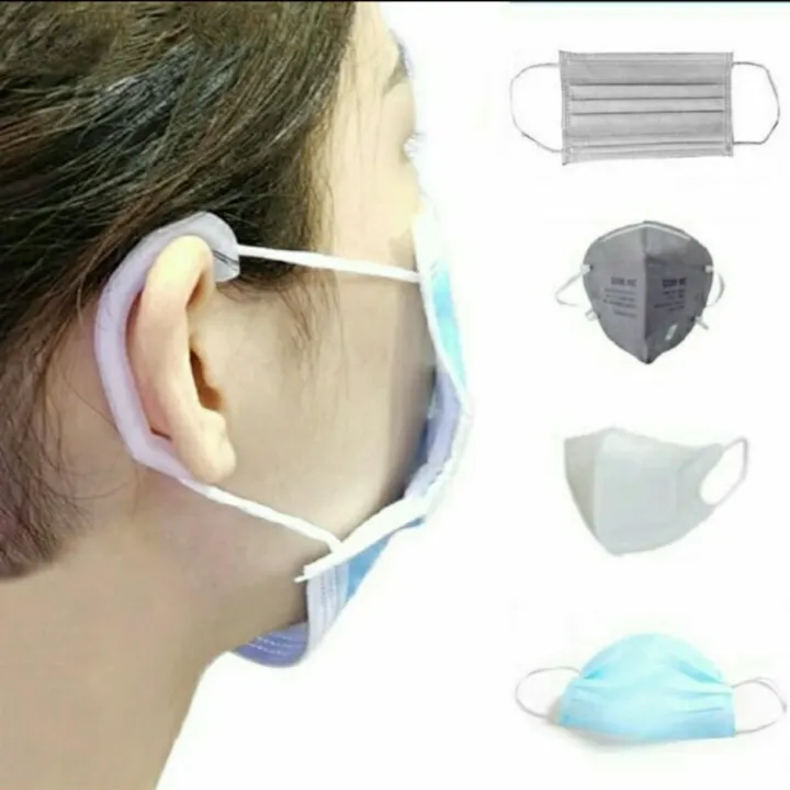 JK 1 Pair Reusable Soft Silicone Rubber Mask Strap Ear Grips Hook Guard ...