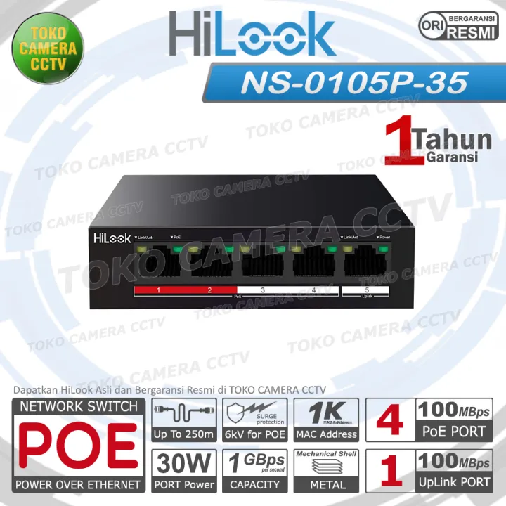 SWITCH POE HILOOK 4 PORT 1 UPLINK FOR IP CAMERA | Lazada Indonesia